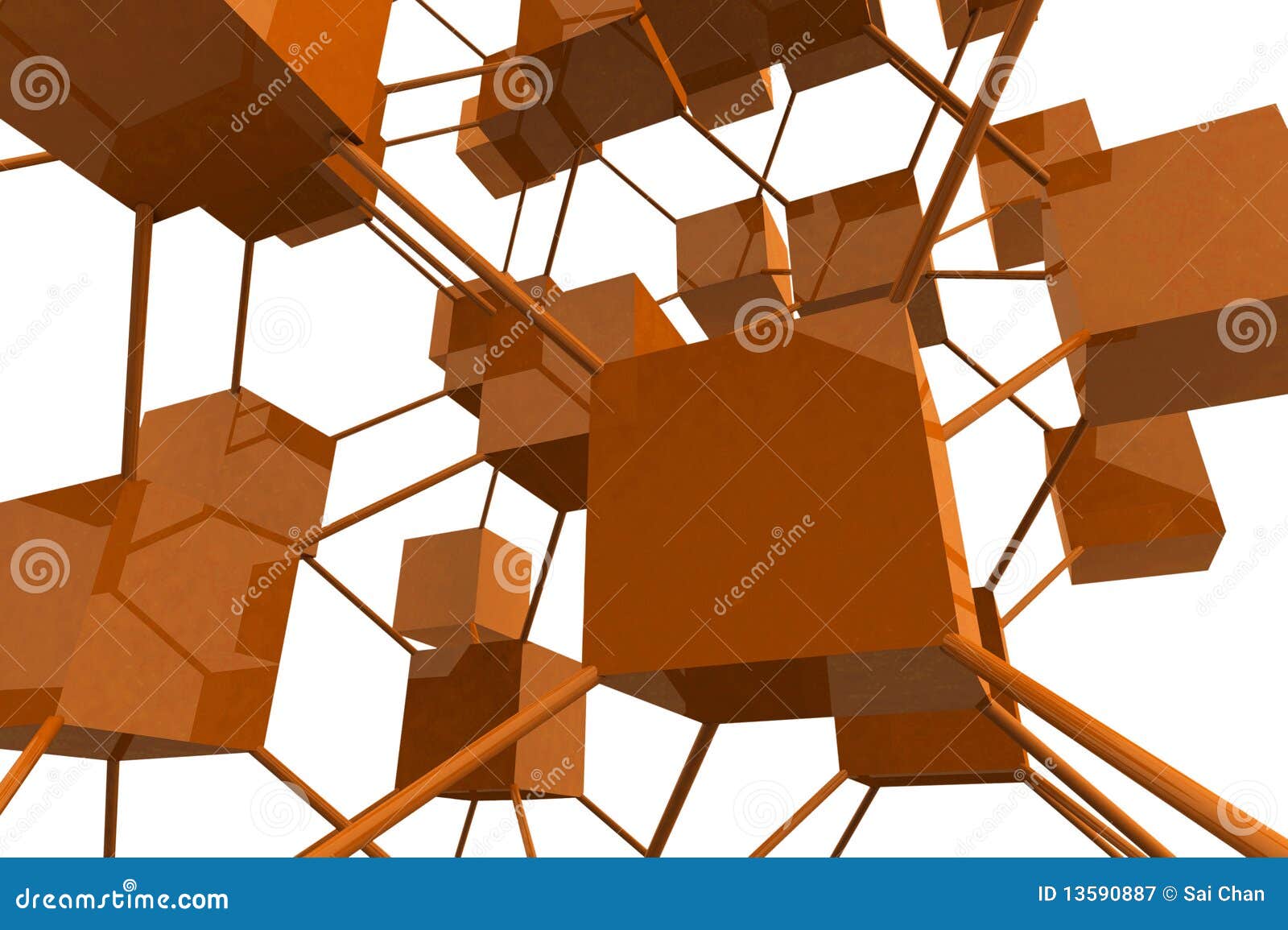 3D Render Cubes with Connections Stock Illustration - Illustration of ...