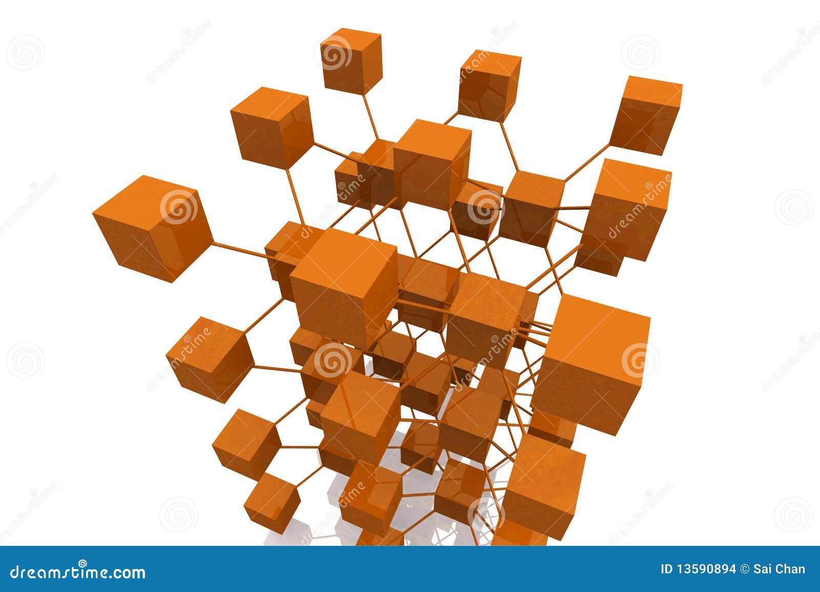 3D Render Cubes with Connections Stock Illustration - Illustration of ...