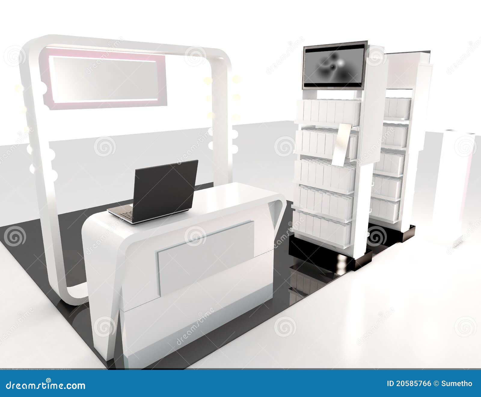 3D Render with Design Shelf and Counter Stock Illustration ...