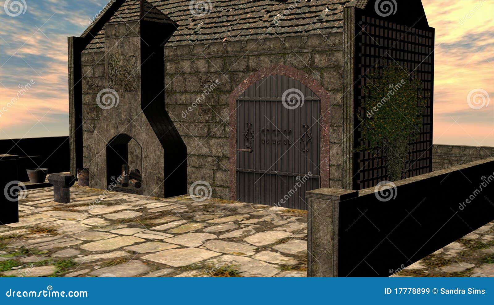 3D Render Fantasy Smithy stock illustration. Illustration of widescreen ...