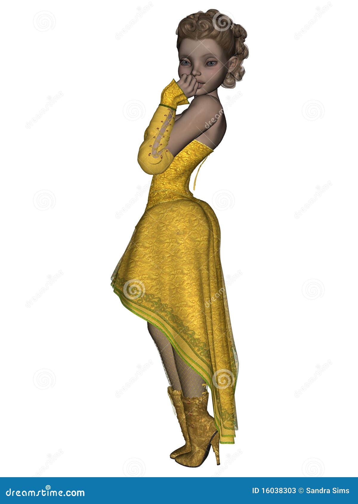 3D Render Female Pin Up Pose Stock Illustration - Illustration of ...