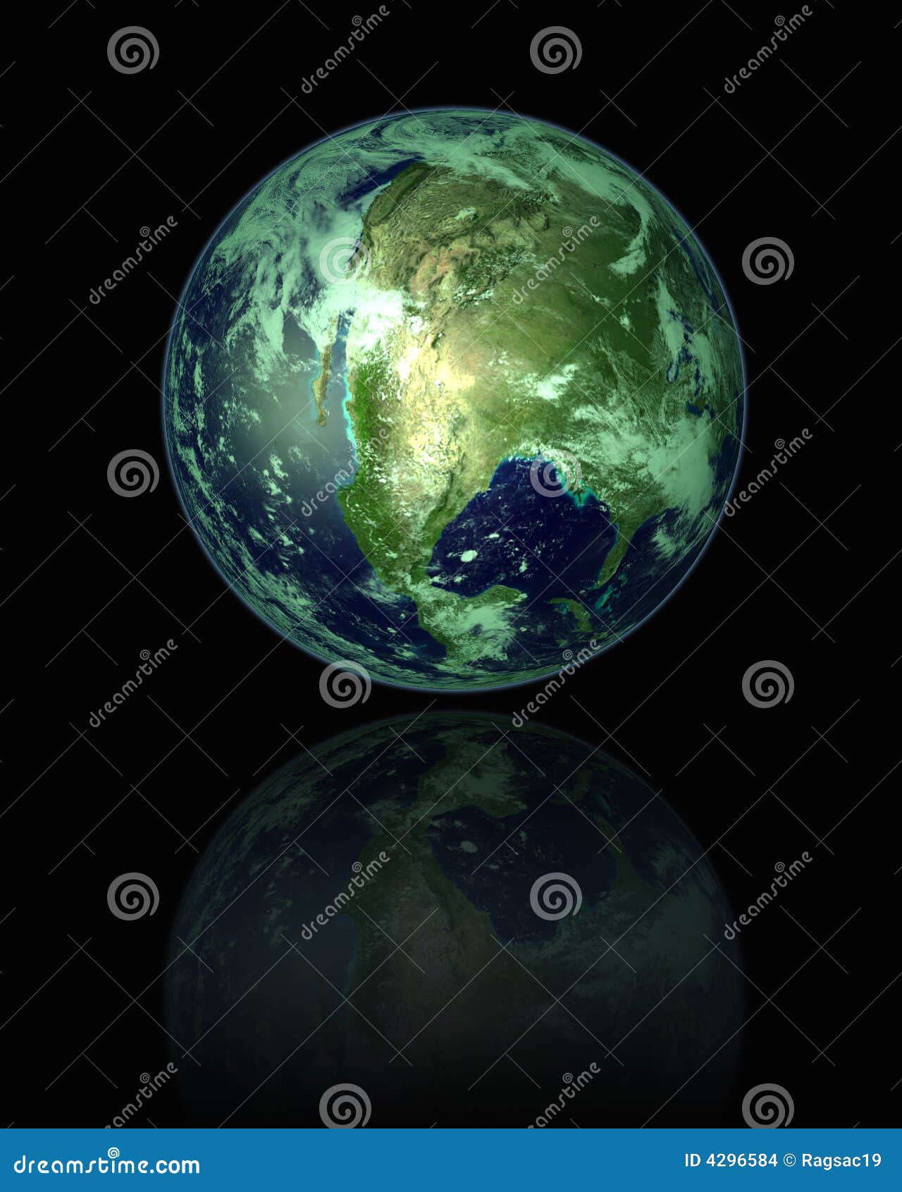 3D Render Globe with Reflection Stock Illustration - Illustration of ...