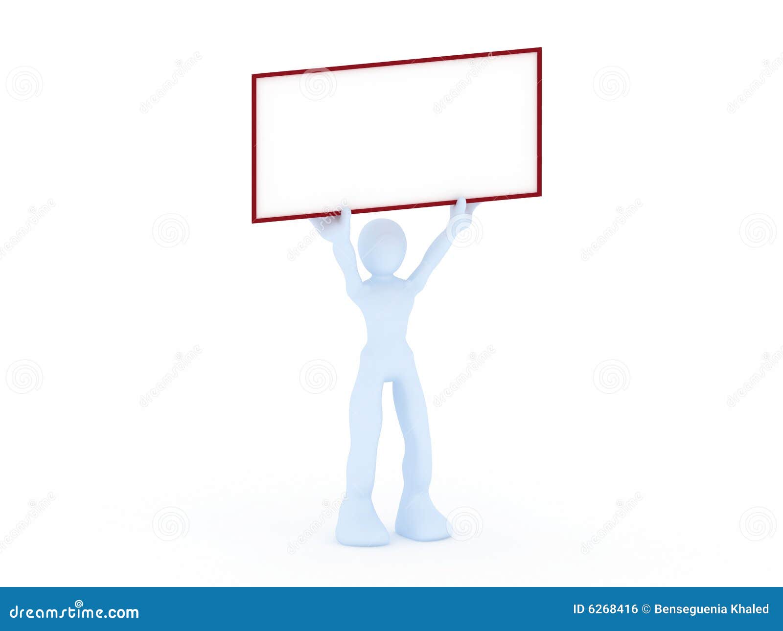 3D Render of a Man Holding a Blank Sign Stock Illustration ...