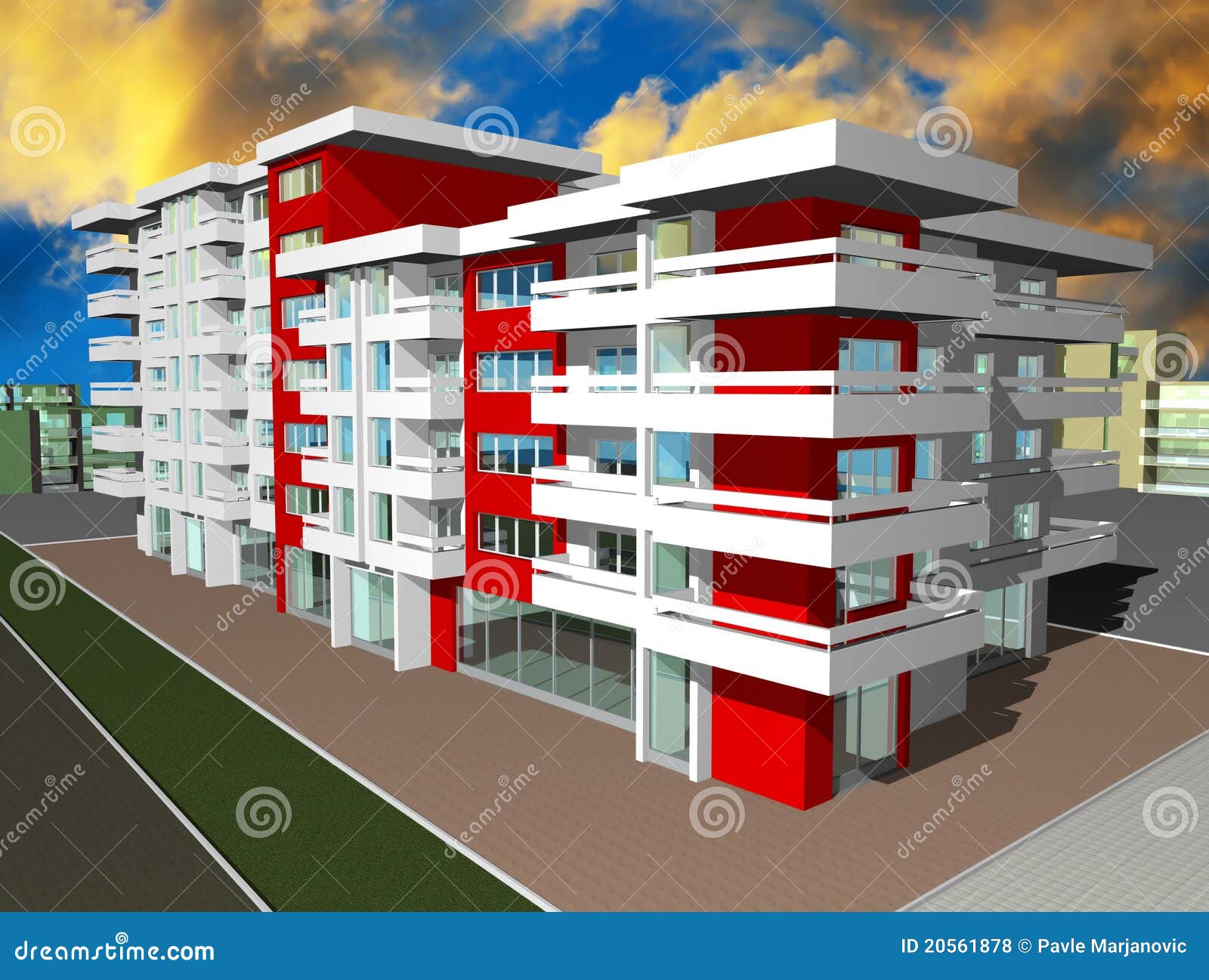 3d Render of Modern Building Stock Illustration - Illustration of ...