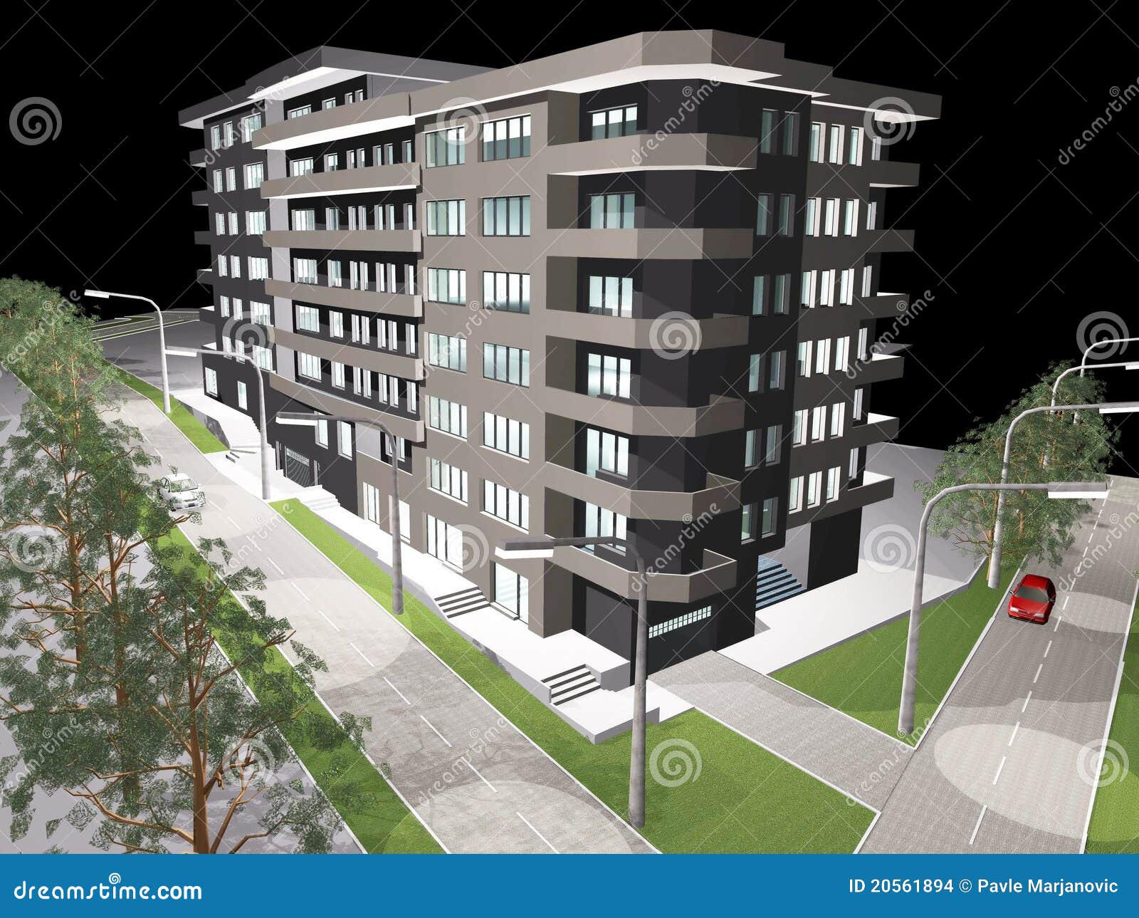 3d Render of Modern Building Stock Illustration - Illustration of ...