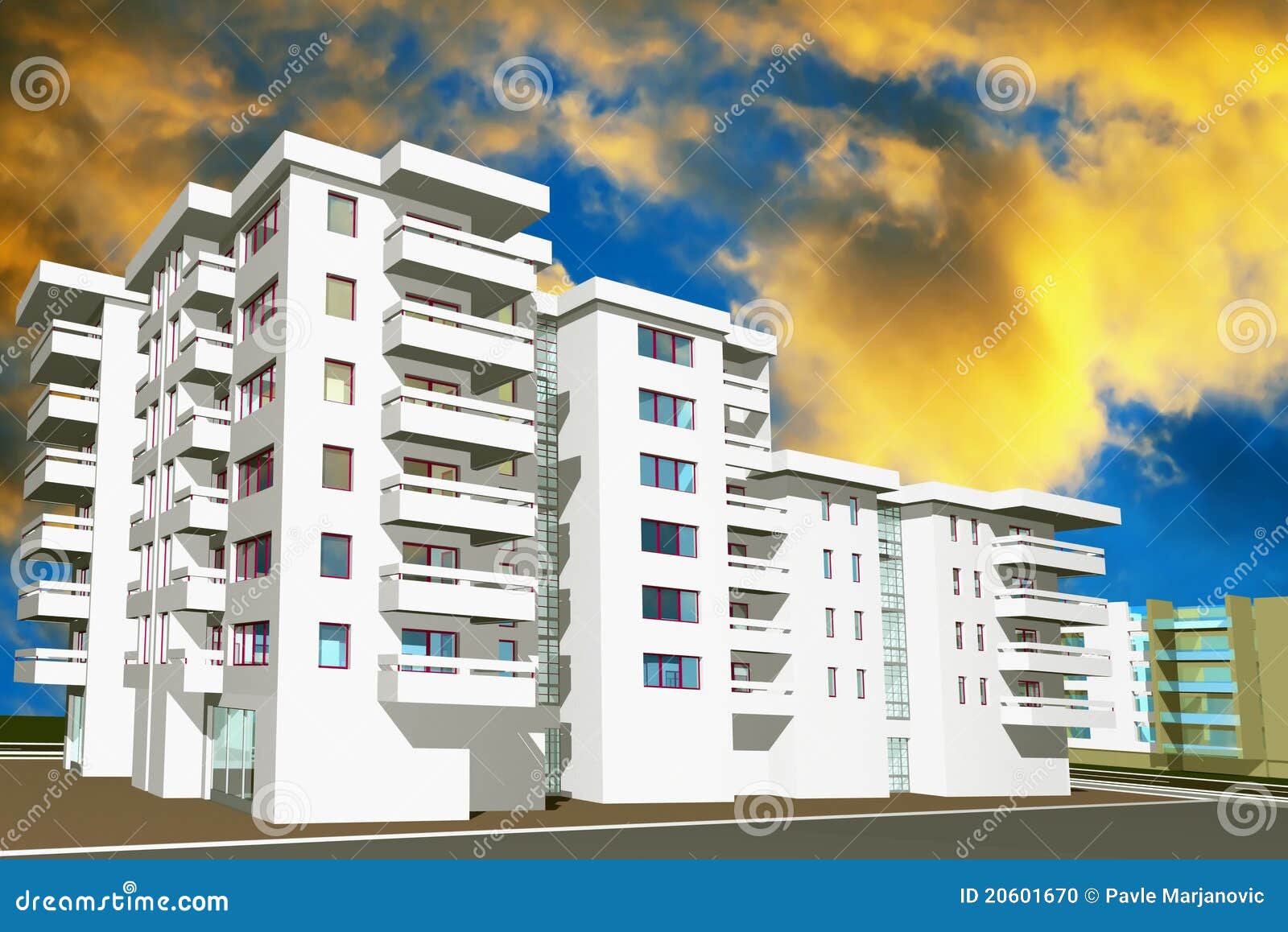 3d Render of Modern Building Stock Illustration - Illustration of ...