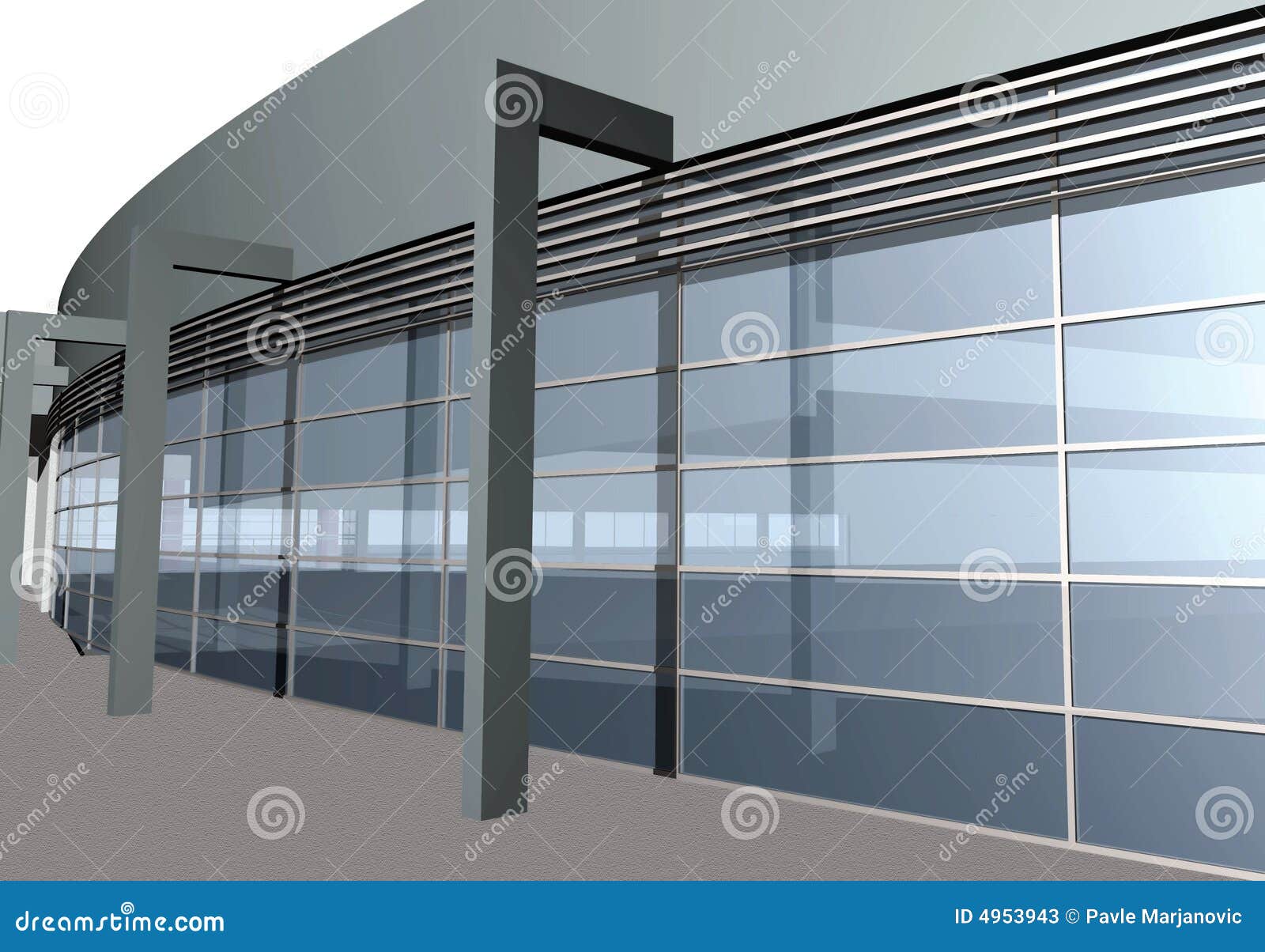 3D Render of Modern Building, Close-up Stock Illustration ...