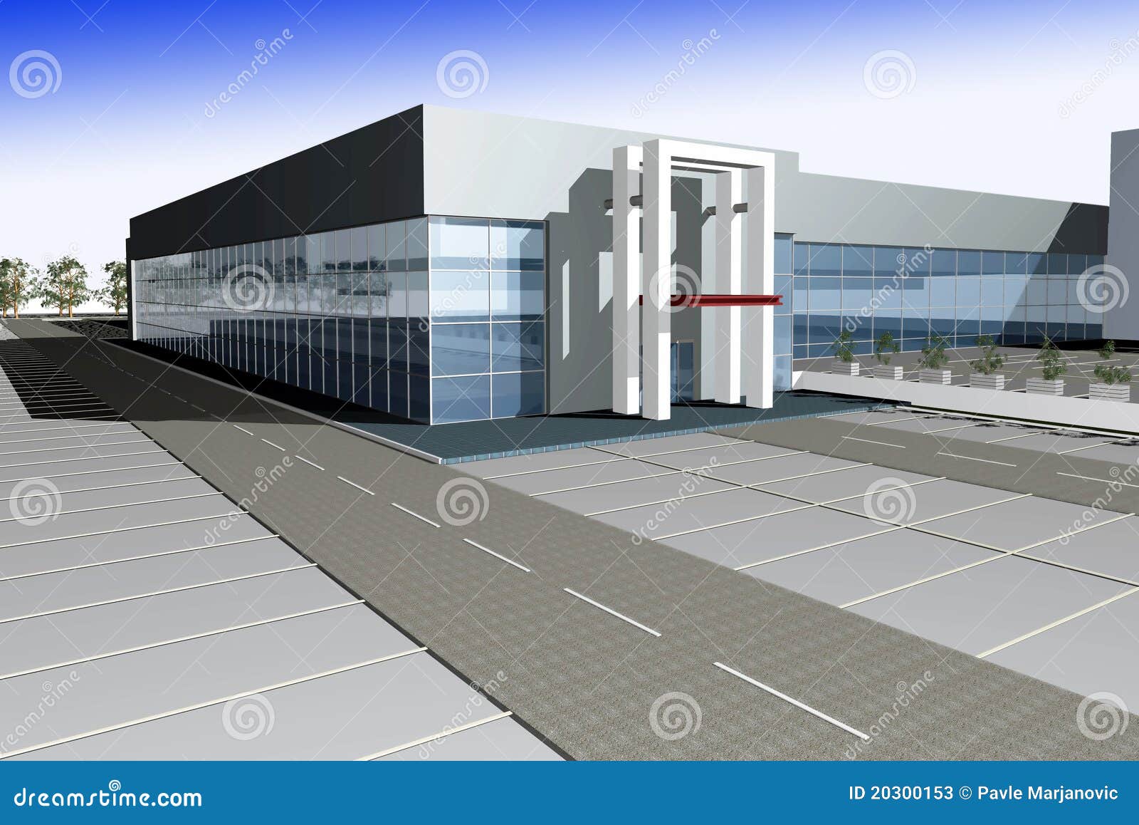 3D Render of Modern Business Center Stock Illustration - Illustration ...
