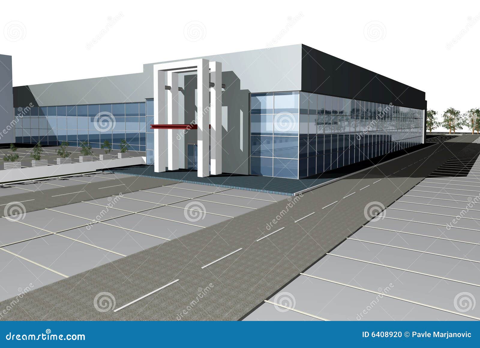 3D Render of Modern Business Center Stock Illustration - Illustration ...