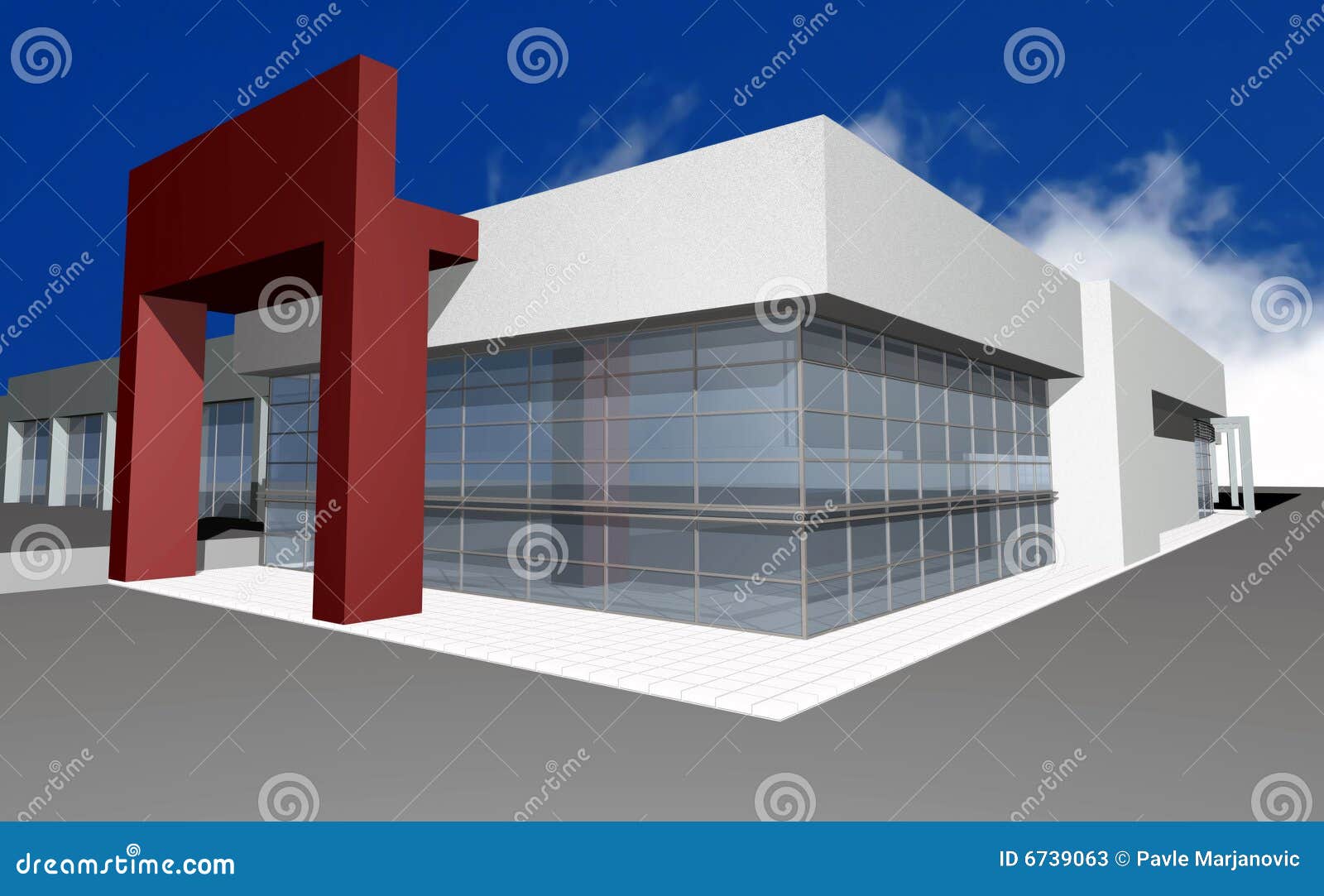 3D Render of Modern Business Center Stock Illustration - Illustration ...