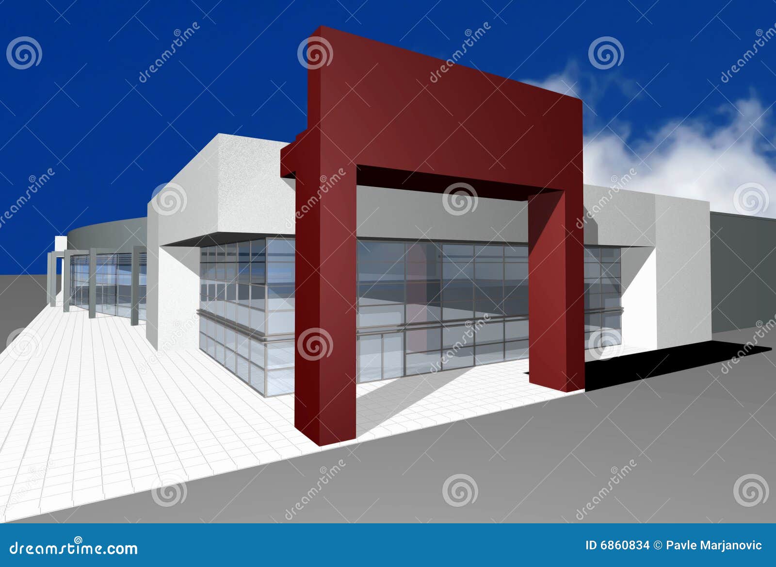 3D Render of Modern Business Center Stock Illustration - Illustration ...