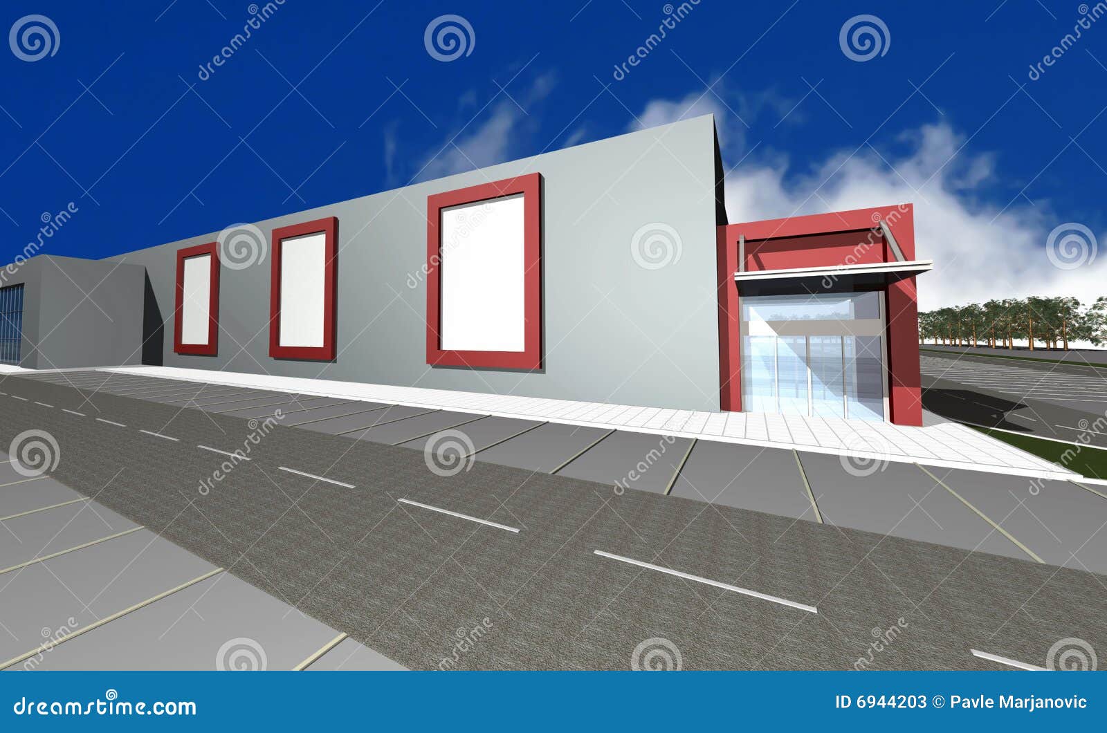 3D Render of Modern Business Center Stock Illustration - Illustration ...
