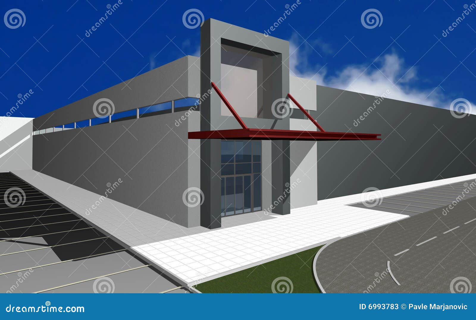 3D Render of Modern Business Center Stock Illustration - Illustration ...