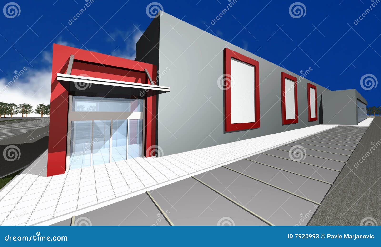 3D Render of Modern Business Center Stock Illustration - Illustration ...