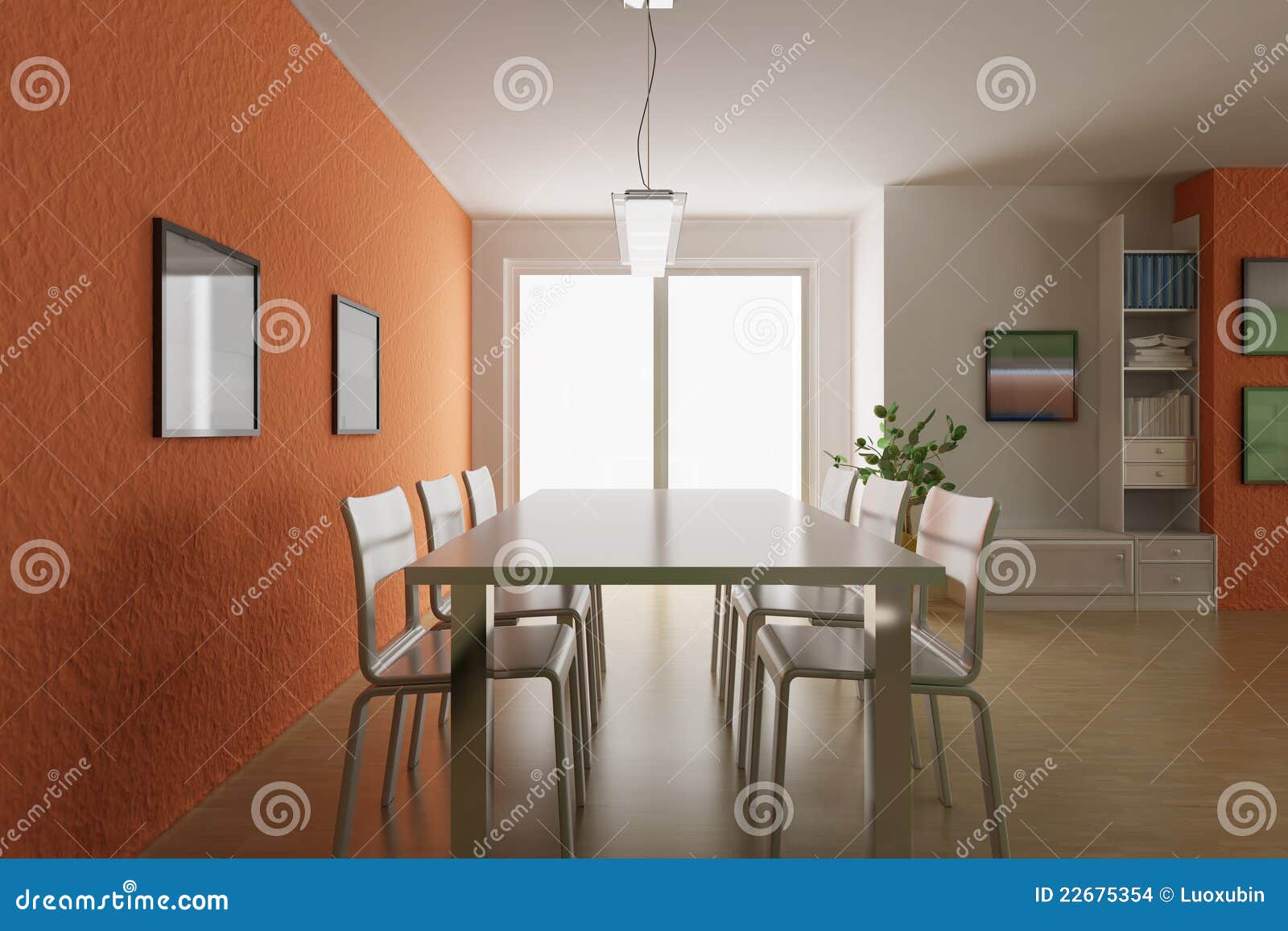3d Render Modern Dining Room Stock Illustration - Illustration of ...