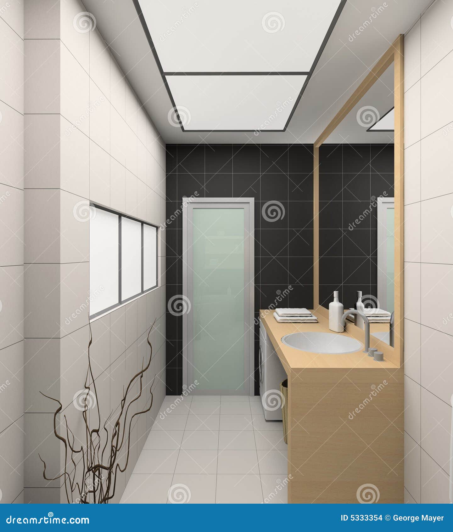 3D Render Modern Interior of Bathroom Stock Photo - Image of interior ...