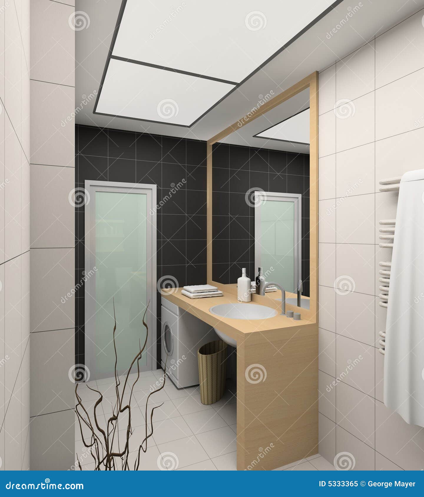 3D Render Modern Interior of Bathroom Stock Image - Image of modern ...