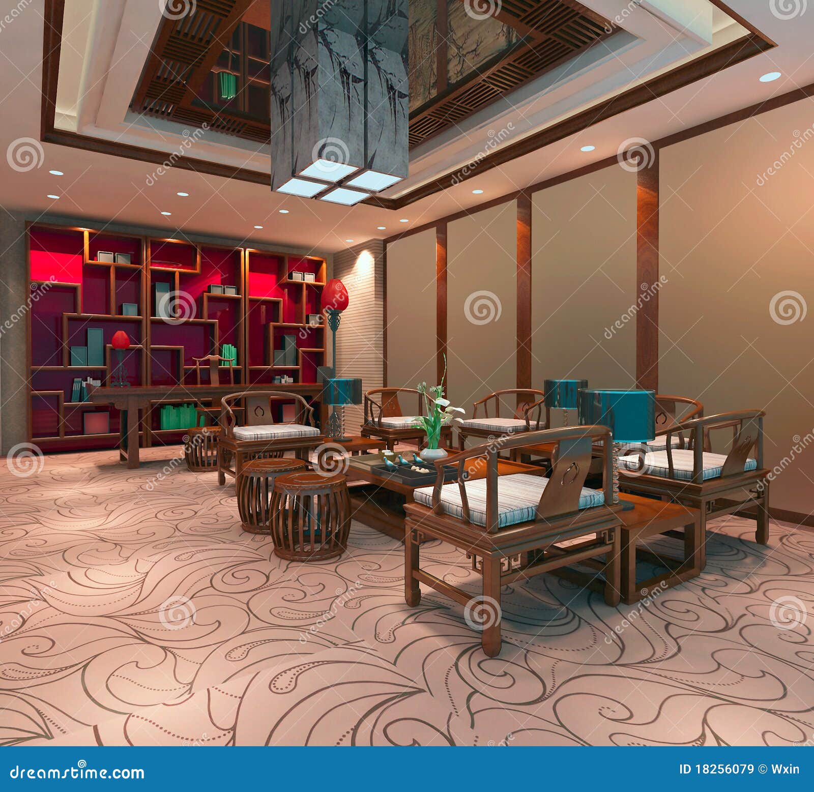 3d Render Modern Interior of Living-room Stock Illustration ...