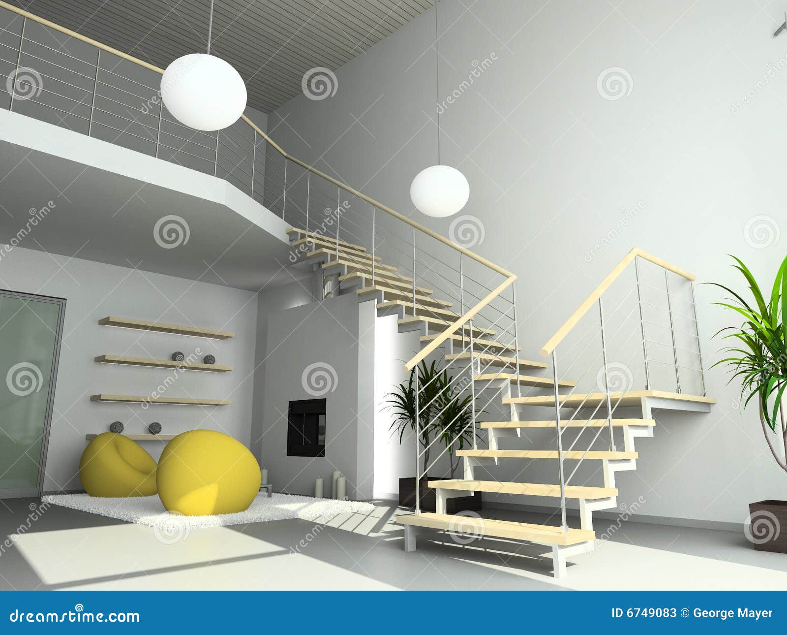 3D Render Modern Interior of Living-room Stock Illustration ...