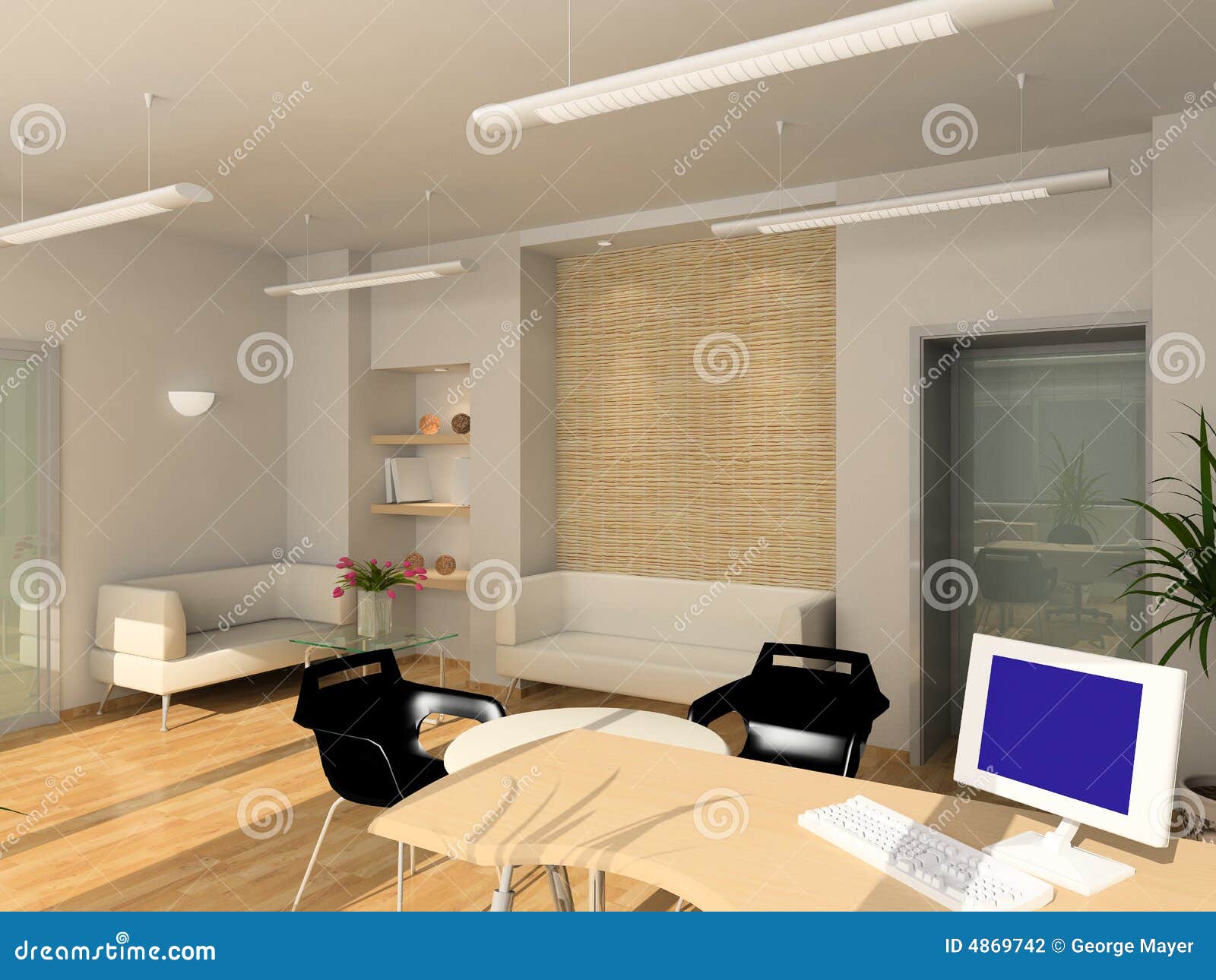 3D Render Modern Interior of Office Stock Photo - Image of couches ...