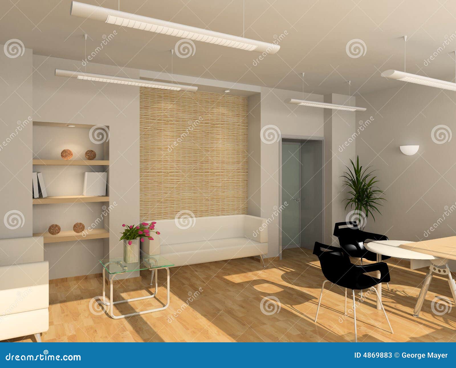 3D Render Modern Interior of Office Stock Illustration - Illustration ...