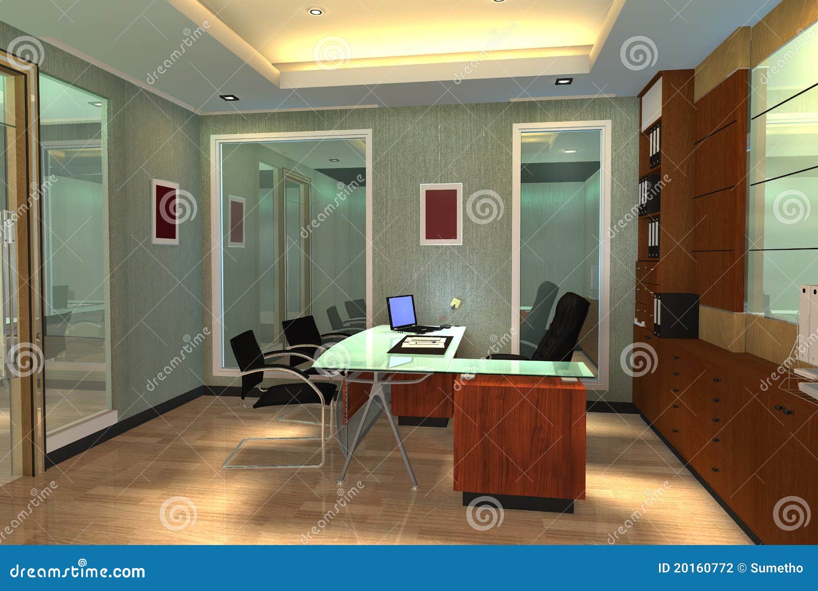 3d Render Modern Interior of Office Space Stock Photo - Image of ...