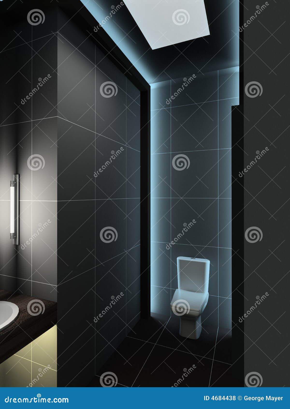 3D Render Modern Interior of Toilet Stock Illustration - Illustration ...