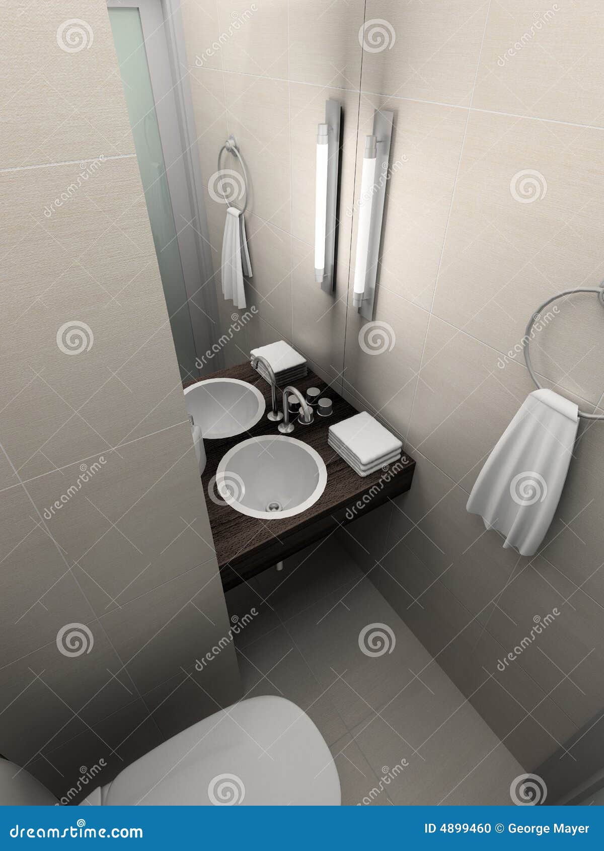 3D Render Modern Interior of Toilet Stock Illustration - Illustration ...