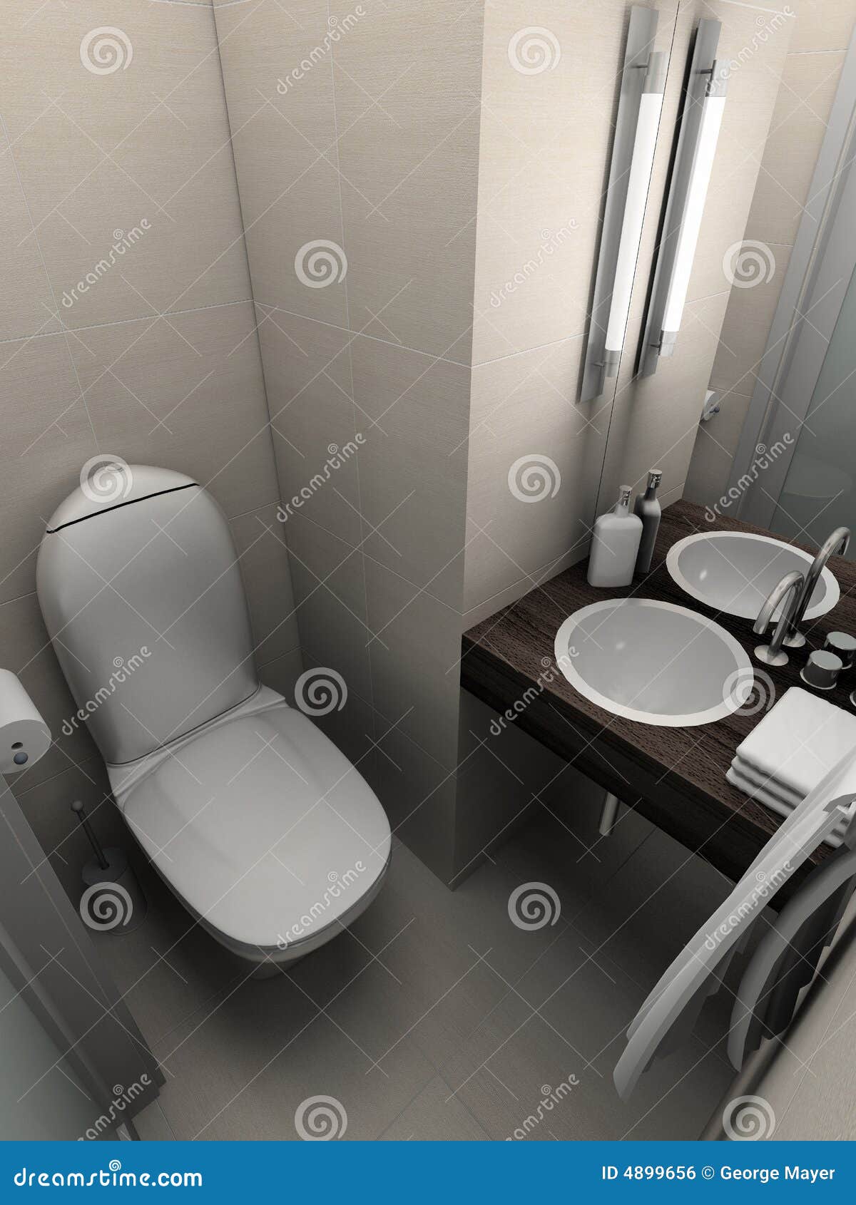 3D Render Modern Interior of Toilet Stock Illustration - Illustration ...