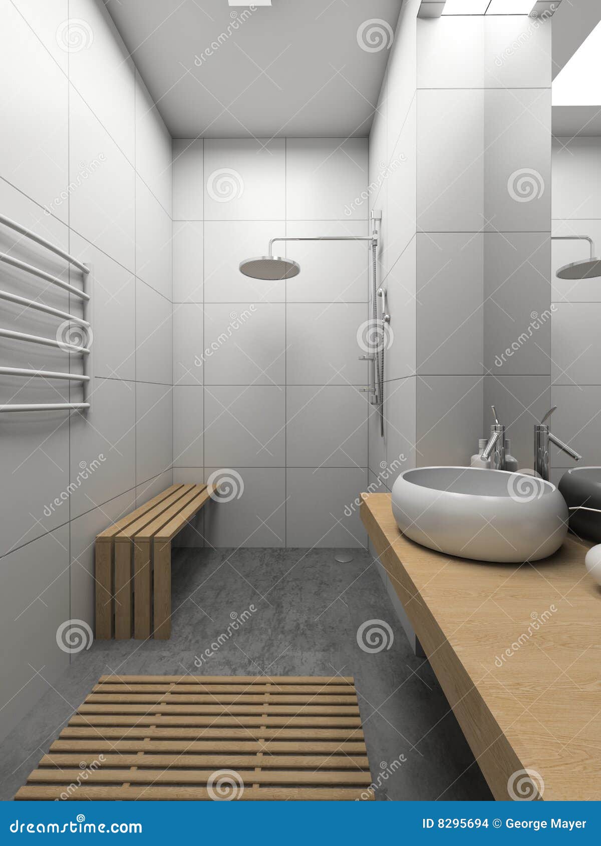 3D Render Modern Interior of Toilet Stock Illustration - Illustration ...