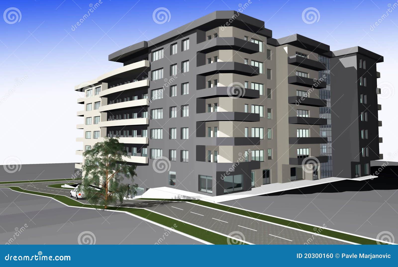 3D Render of Modern Residential Building Stock Illustration ...