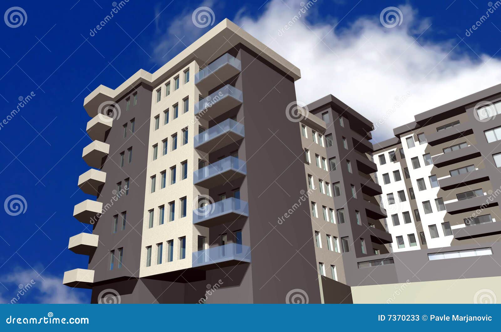 3D Render of Modern Residential Building Stock Illustration ...