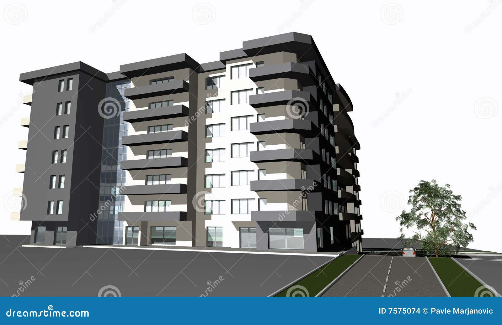 3D Render of Modern Residential Building Stock Illustration ...