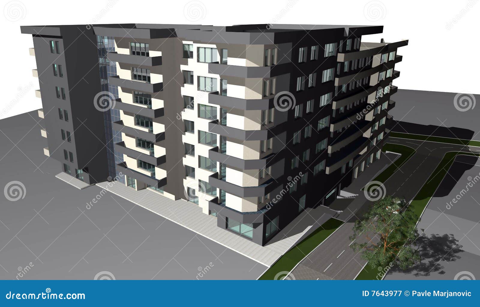 3D Render of Modern Residential Building Stock Illustration ...