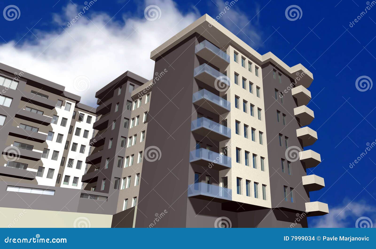 3D Render of Modern Residential Building Stock Illustration ...
