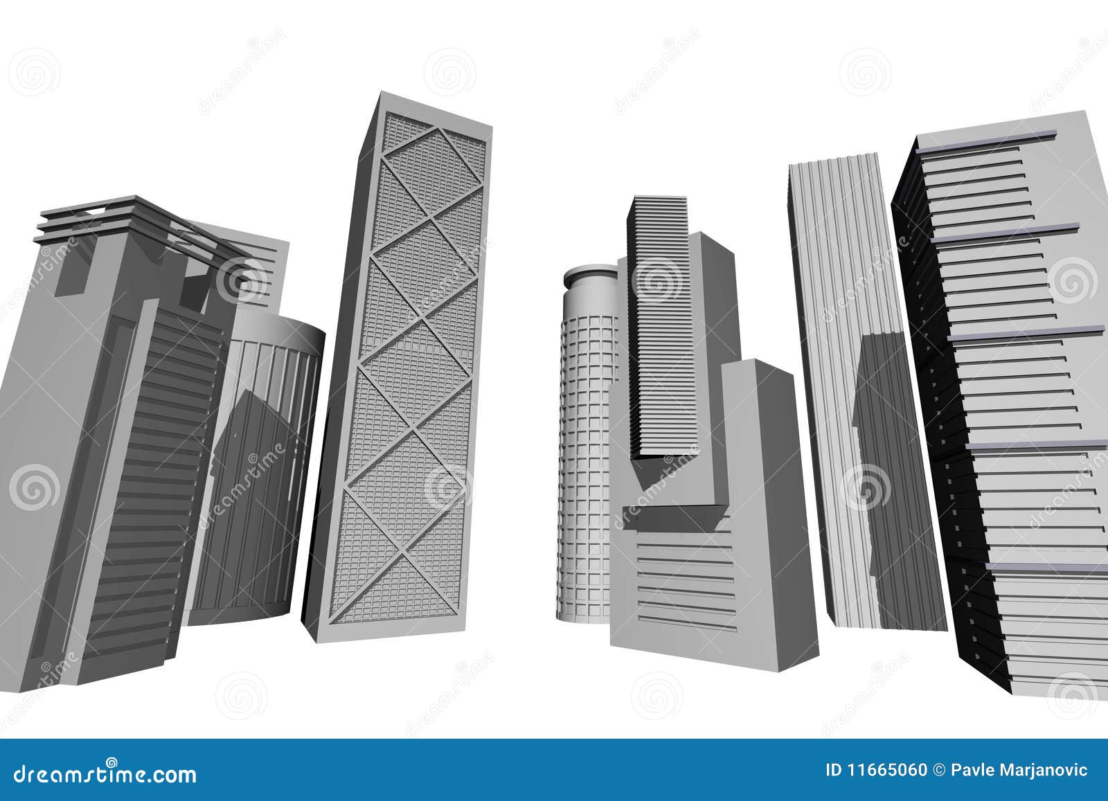 3D Render of Modern Skyscrapers Stock Illustration - Illustration of ...