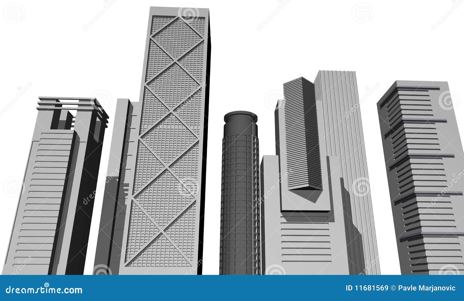 3D Render of Modern Skyscrapers Stock Illustration - Illustration of ...