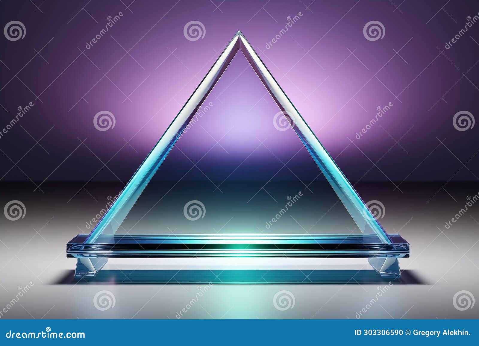 3d Render, Neon Light Triangle, Virtual Reality Stock Illustration ...