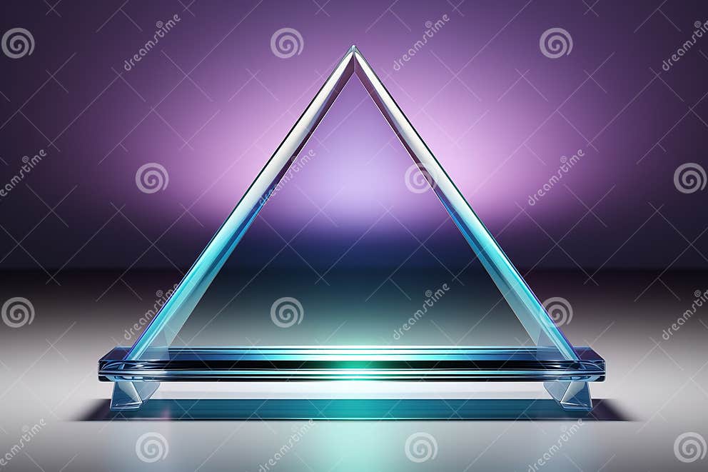 3d Render, Neon Light Triangle, Virtual Reality Stock Illustration ...