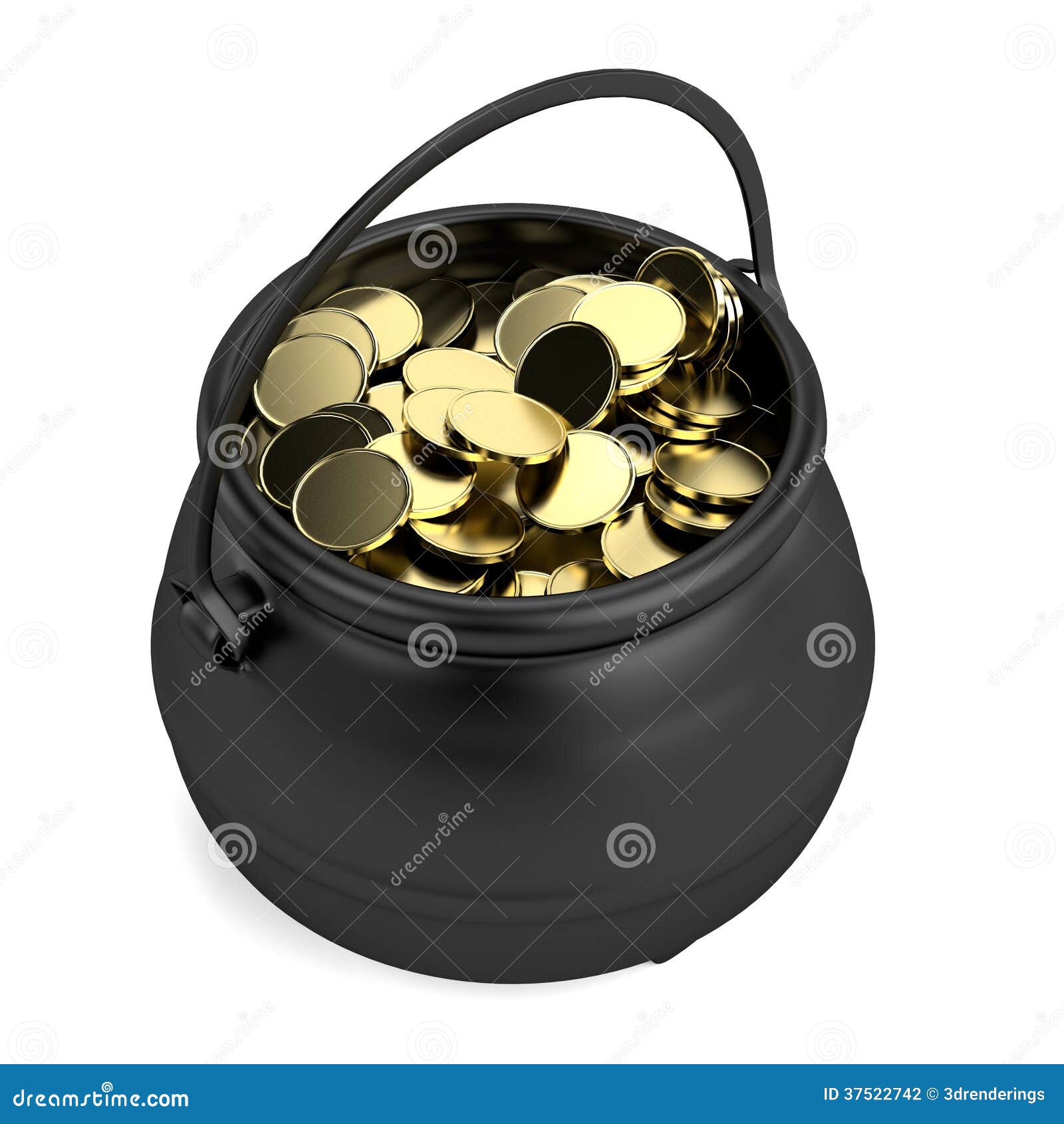 3d Render of Pot with Money Stock Illustration - Illustration of money ...