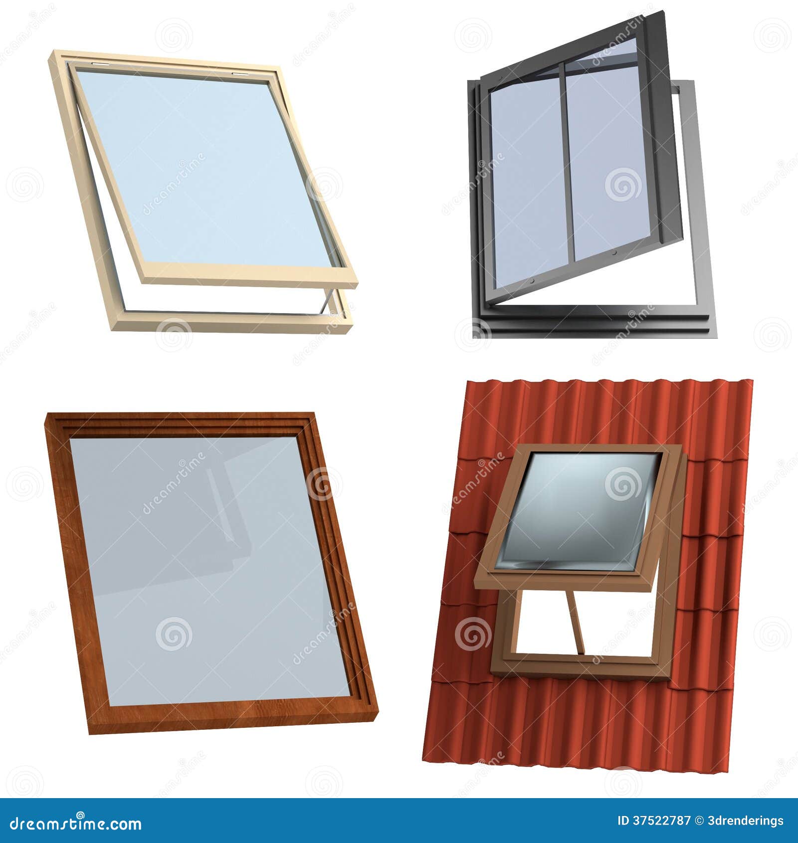 3d render of roof windows stock illustration. Illustration of model ...