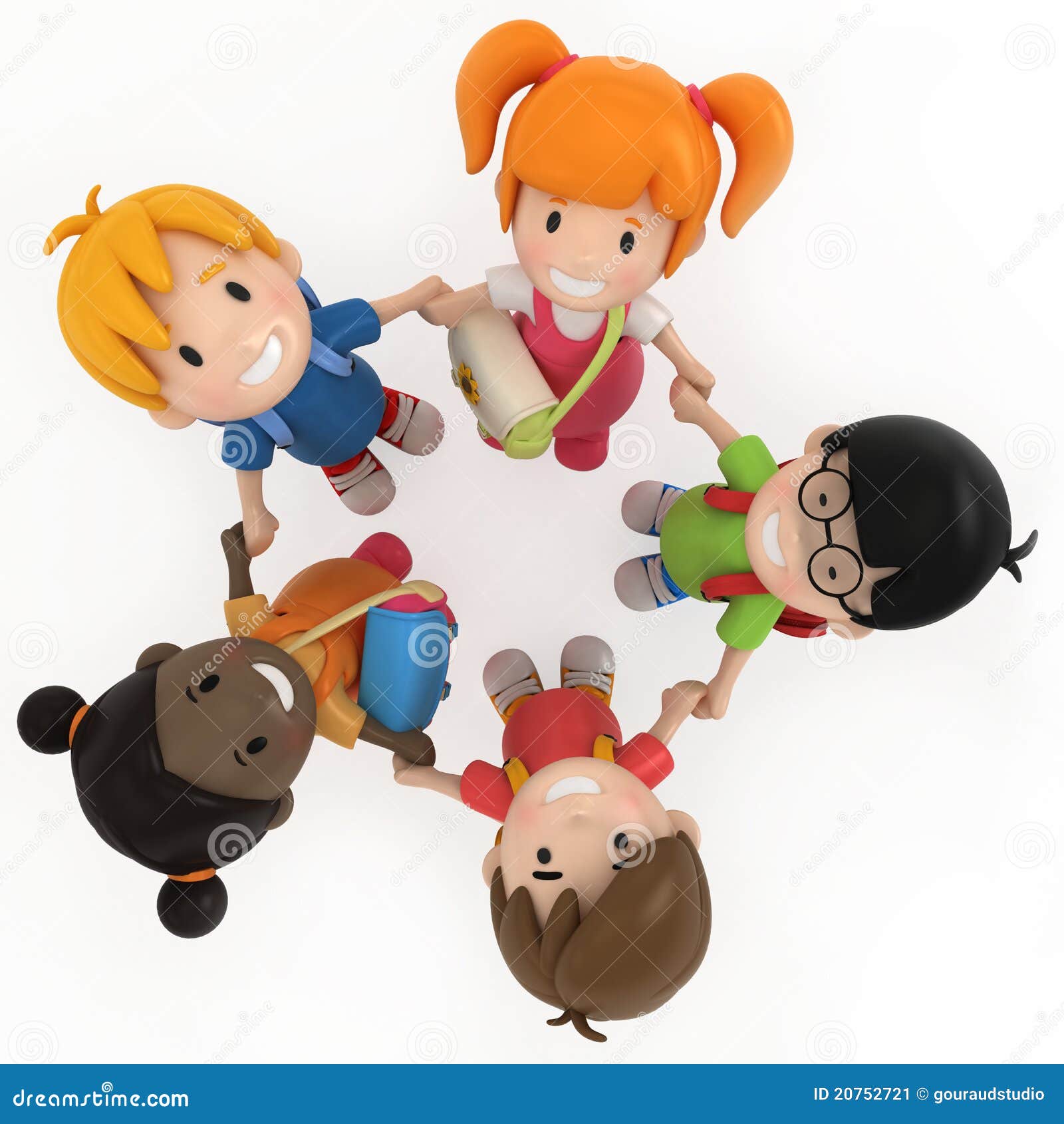 3D Render of School Kids Holding Hands Stock Illustration ...