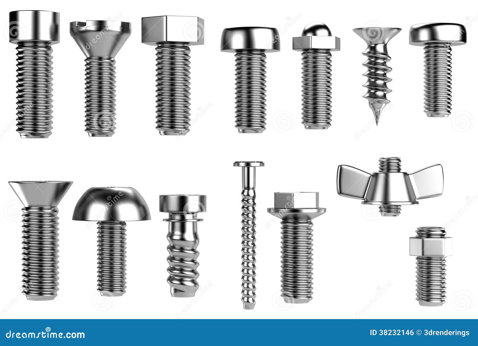 3d render of screws stock illustration. Illustration of render - 38232146