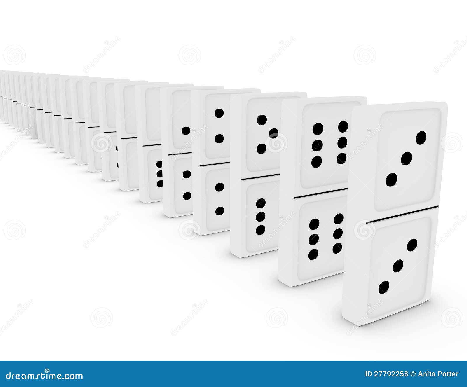 3d Render of a Set of Dominoes in a Line Stock Illustration ...