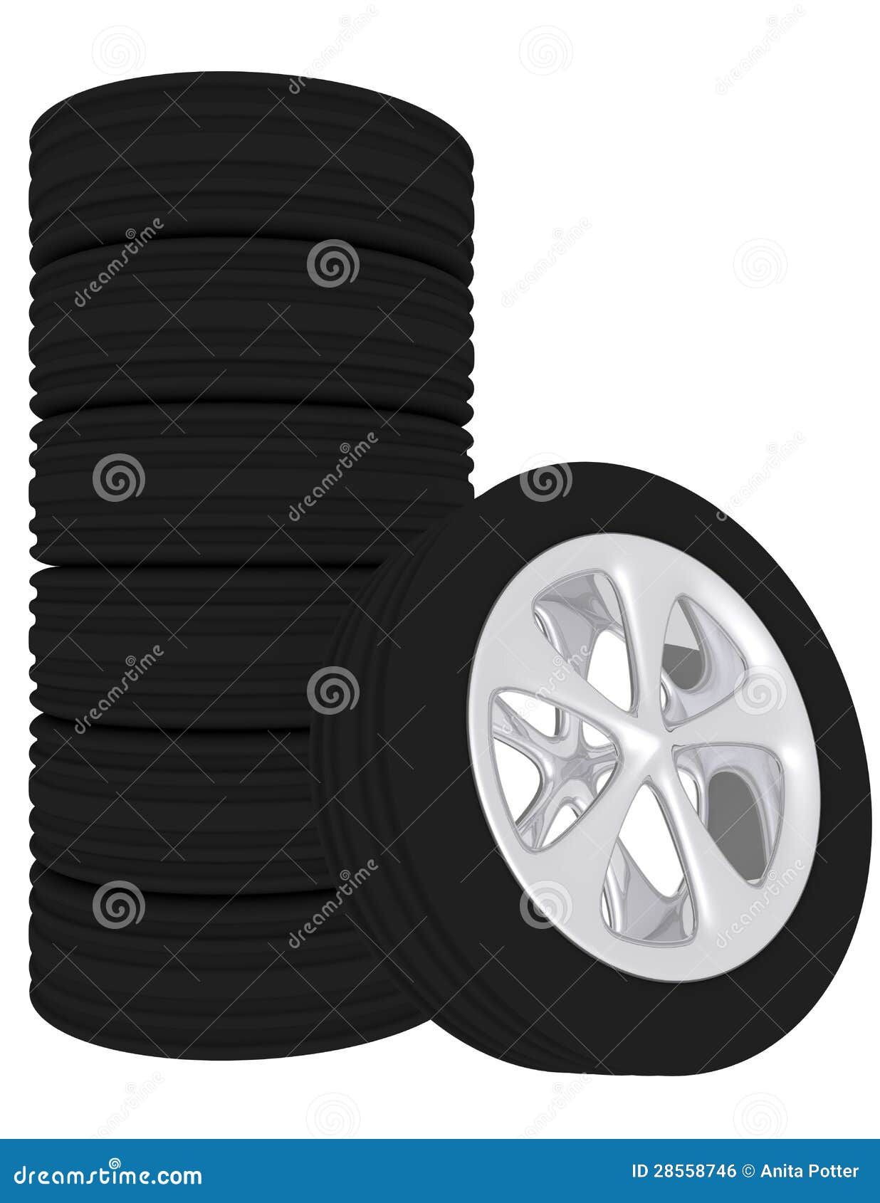 3d Render of a Set of Stacked Tires Stock Illustration - Illustration ...