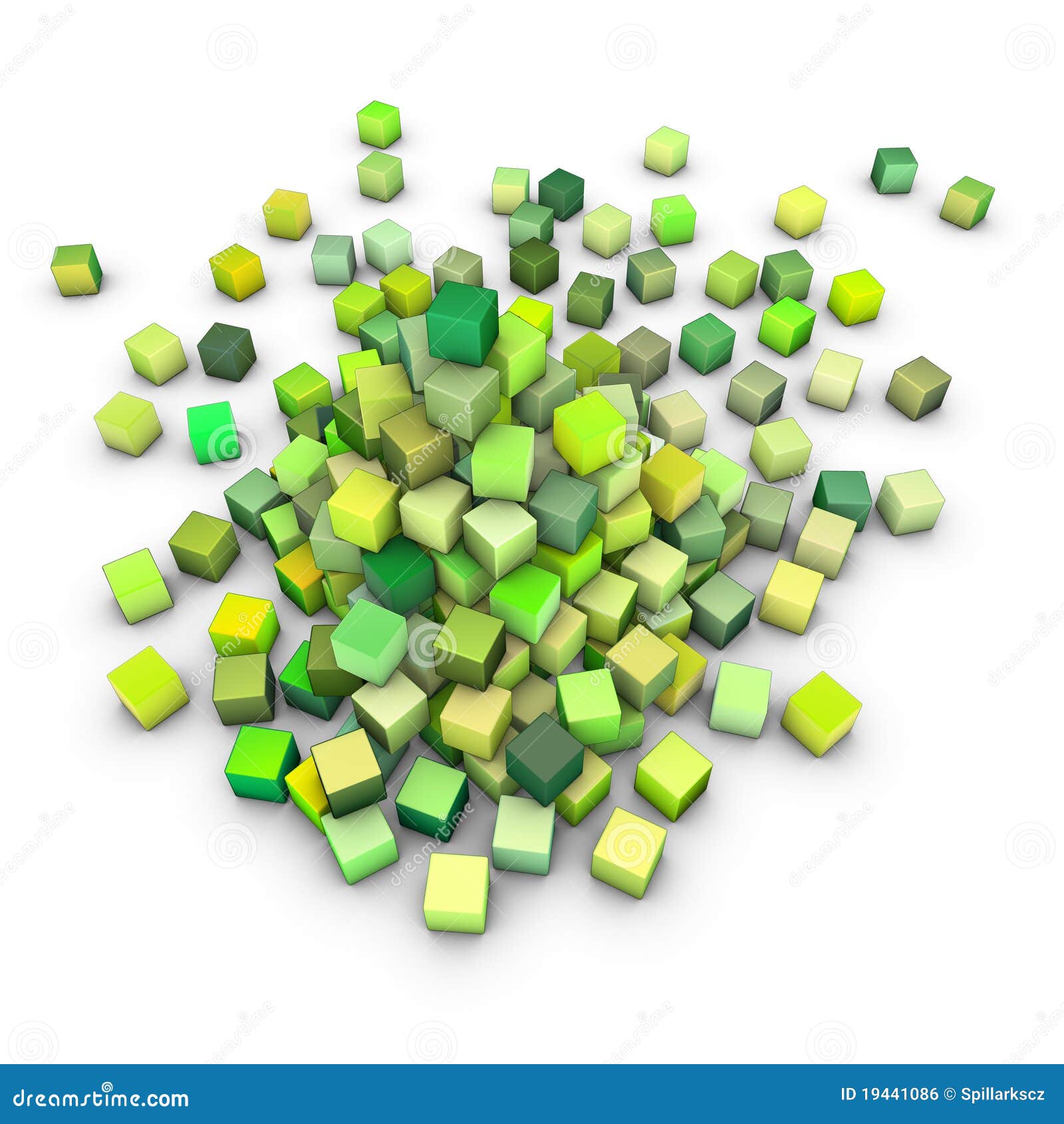 3d Render Stack of Green Cubes on White Stock Illustration ...