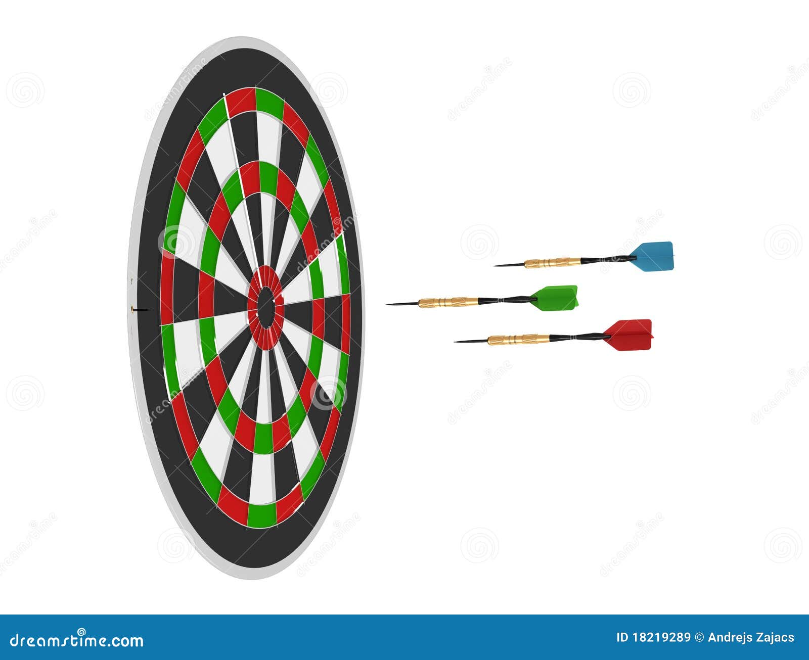 3D Render of Three Darts and Board Stock Illustration - Illustration of ...