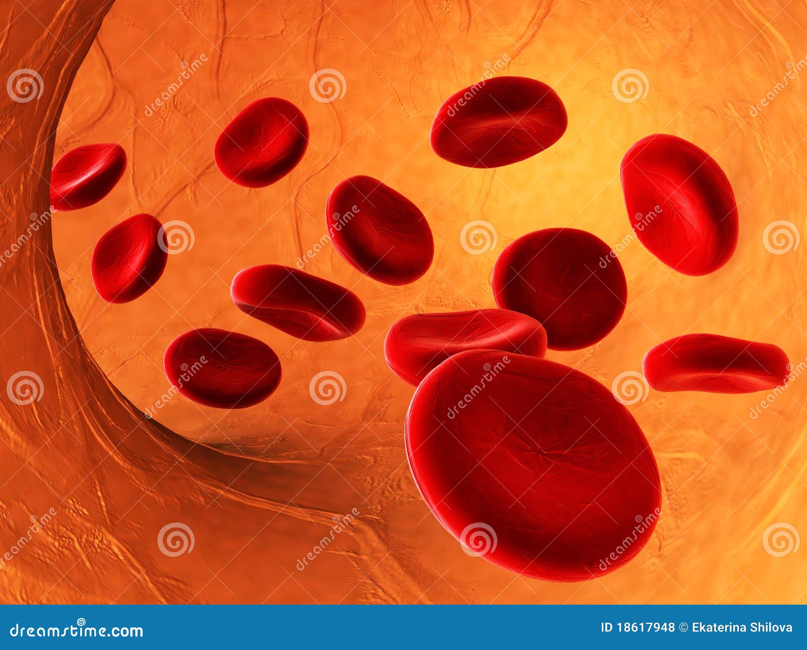Hemoglobin. Flowing Red Blood Cells, Erythrocyte. Health Care Concept ...