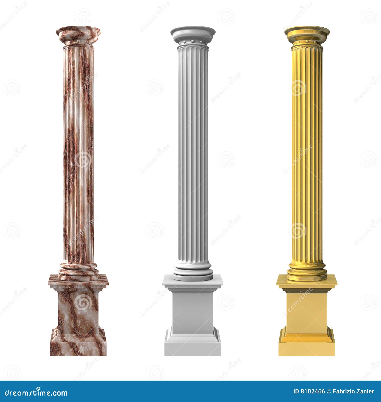 3d Rendered Illustration of Three Columns Stock Illustration ...