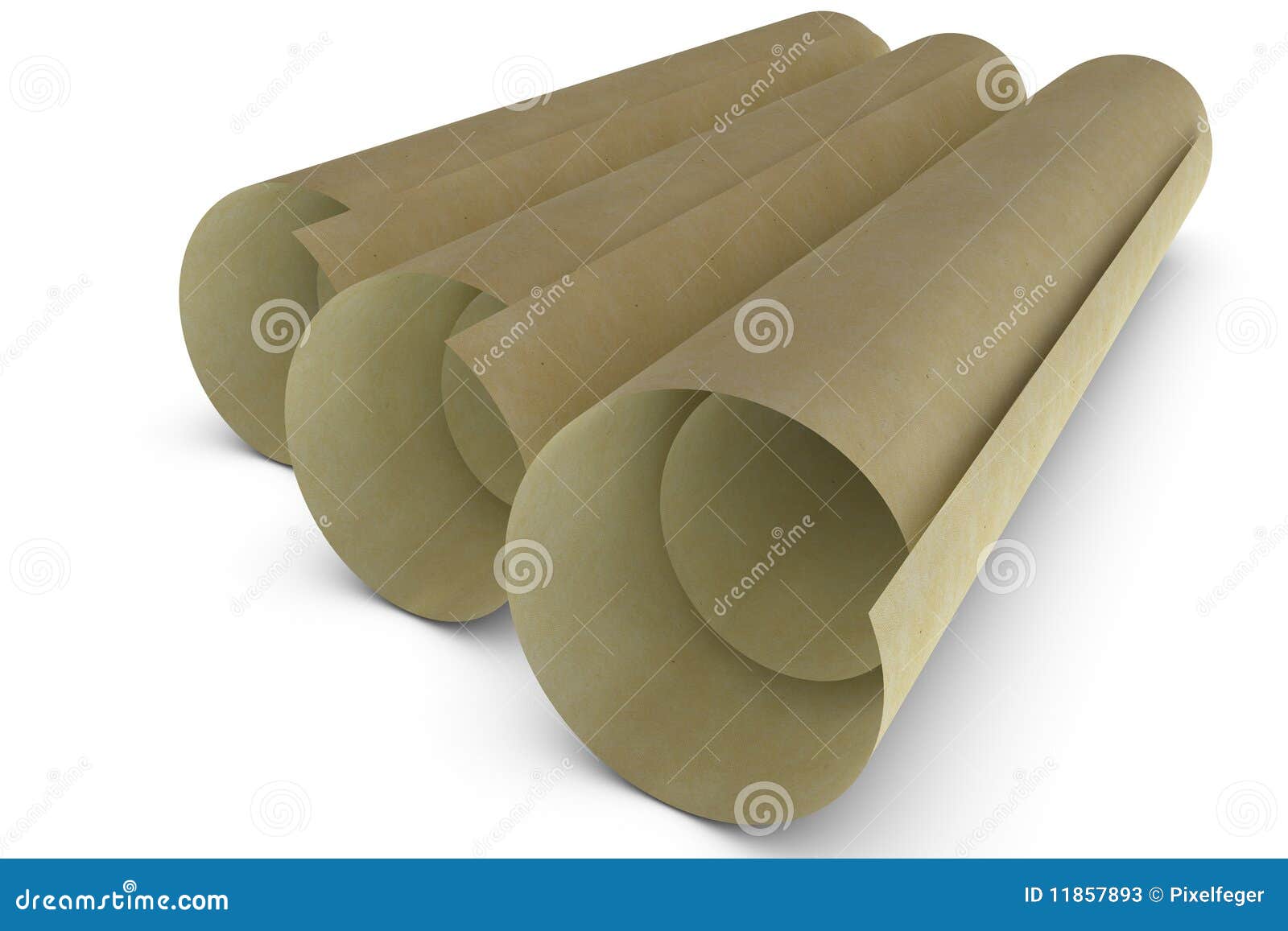 Old Rolled Paper Manuscript Or Papyrus Scroll Vertically Oriented ...